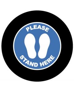 Please Stand Here Sign In Blue | Gobo Projector Safety Sign | WSS ...
